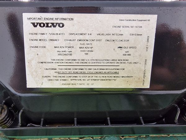 Volvo D9BAAE3 A25 A30 Engine (Plant) - F&J Exports Limited