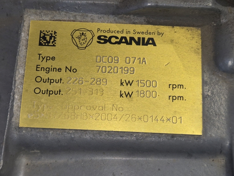 Scania DC09 071A Engine (Industrial) STAGE3A - F&J Exports Limited